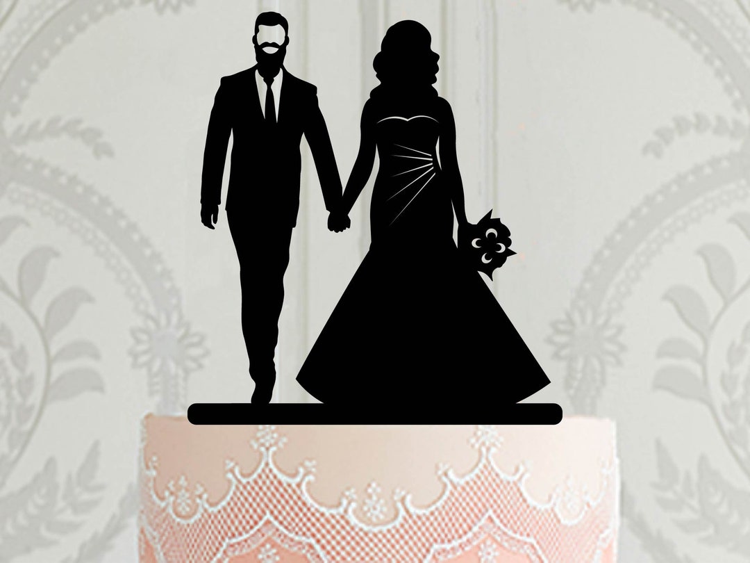 Bearded Groom Wedding Cake Topper, Groom With Beard Wedding Decor ...