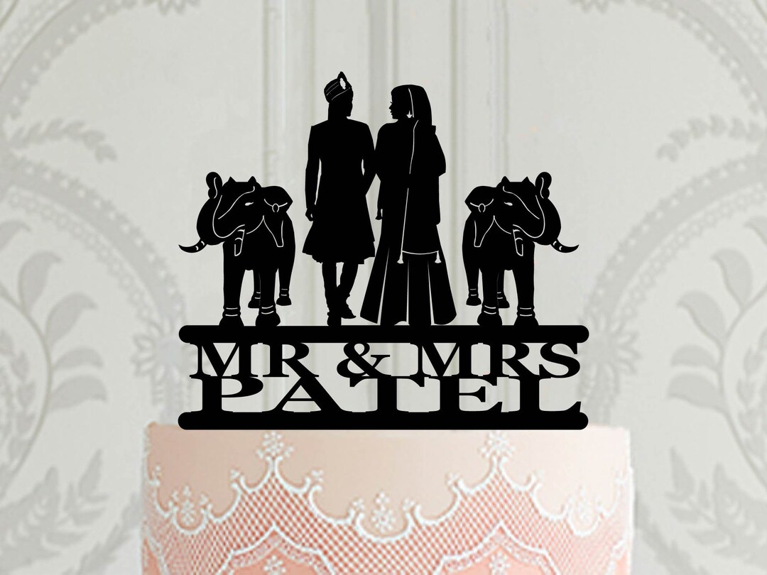 Personalised Indian Wedding Cake Topper , Cake Topper With Elephants ...