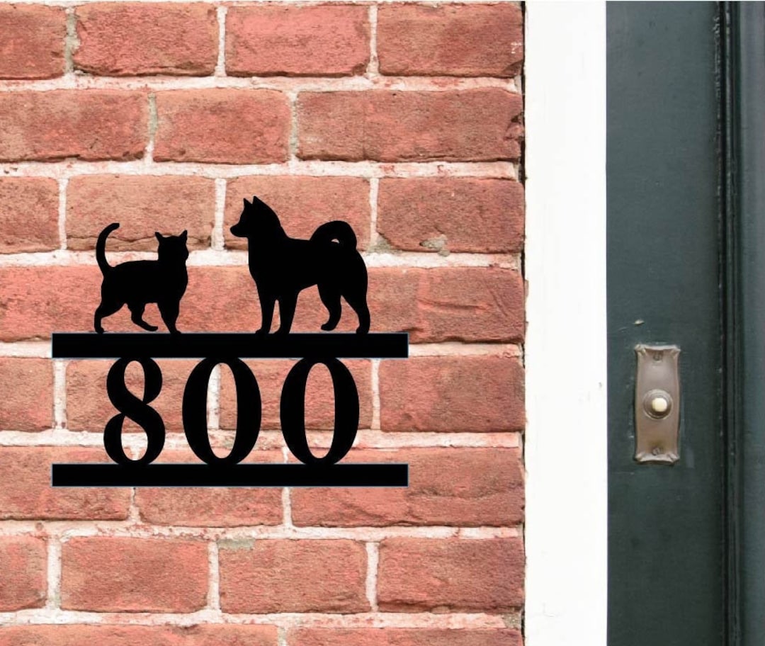 Animal Address Sign - House Number With Custom Dog, Contemporary House ...