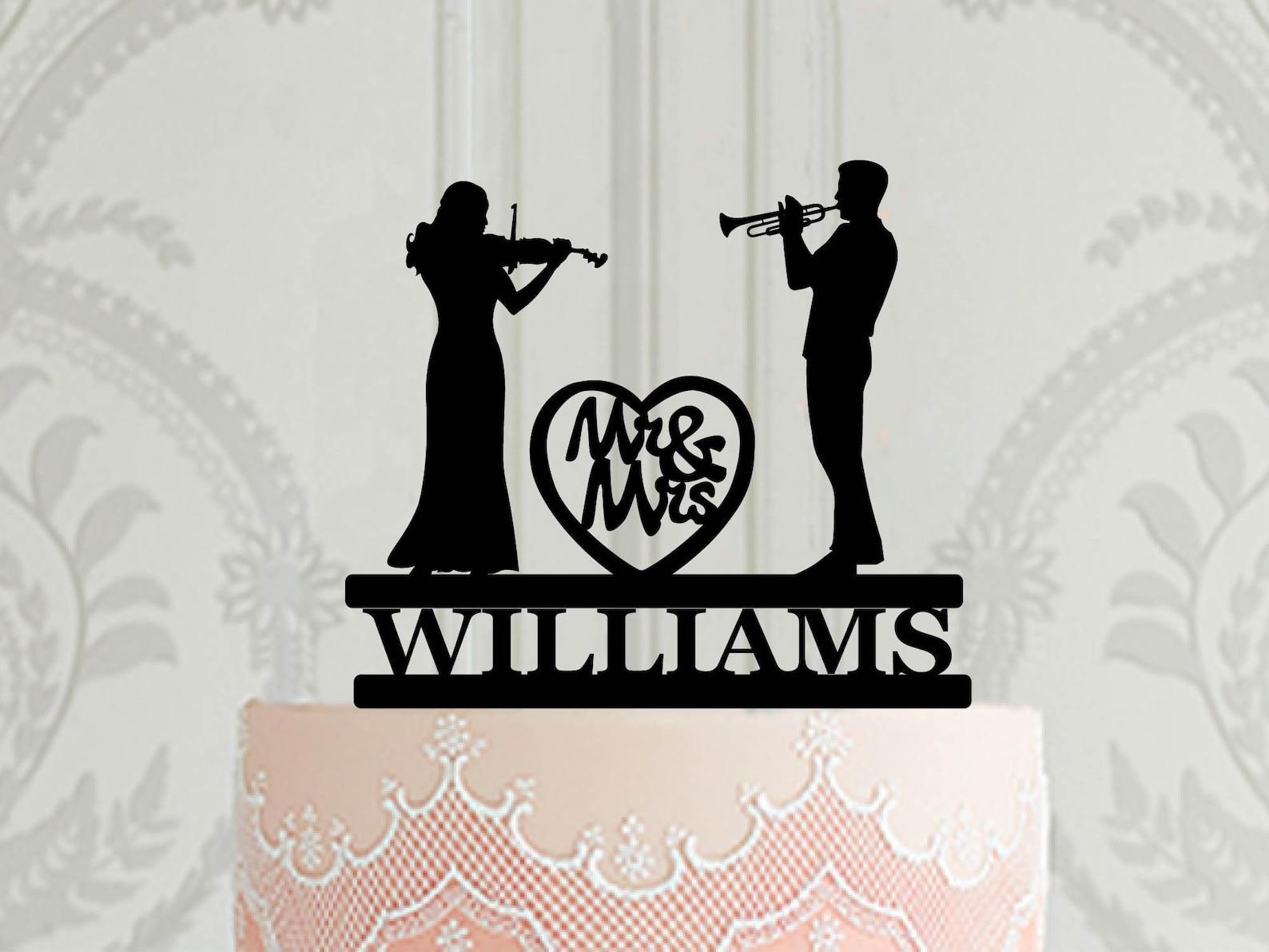 Personalised Wedding Cake Topper , Trumpet and Violin Cake Topper ...