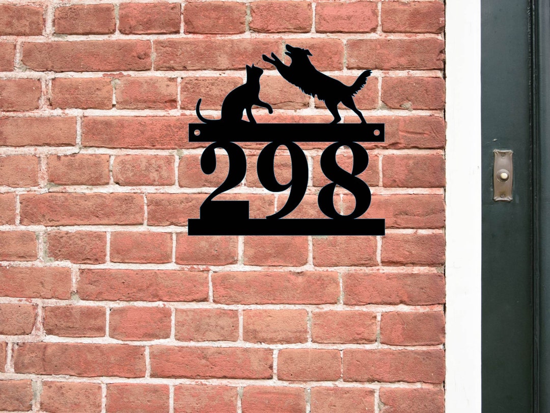 Animal Address Sign - House Number With Custom Dog, Contemporary House ...