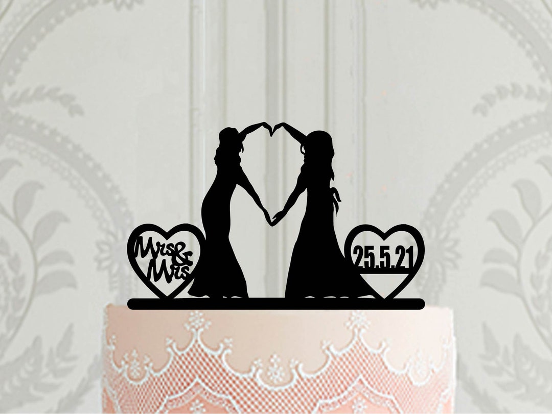 Fully Custom Lesbian Wedding Cake Topper, 2 Women Cake Topper, 2 Brides ...
