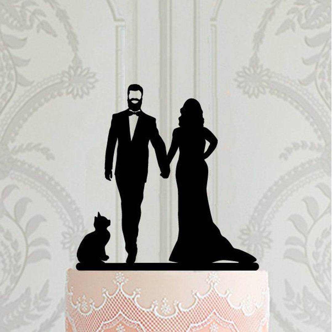 Custom Wedding Cake Topper With Cat or Dog, Silhouette Topper With Pet ...