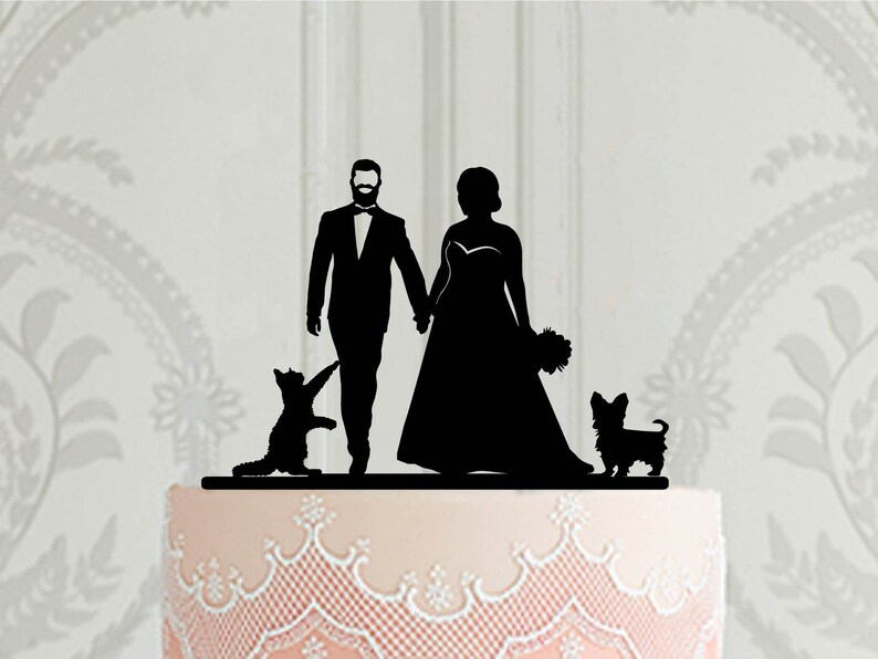 Plus Size Bride and Groom With Beard Wedding Cake Topper With - Etsy