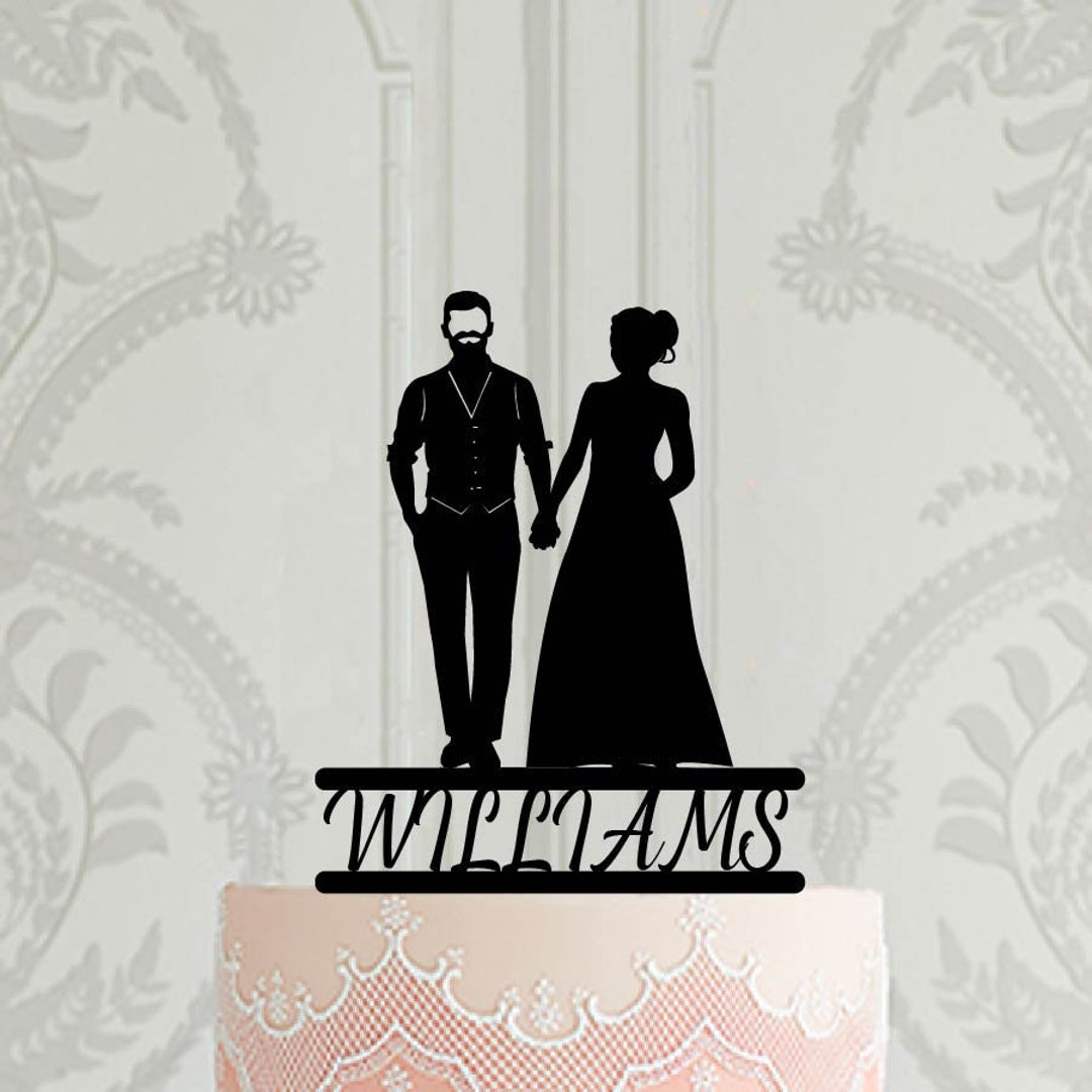 Personalised Custom Cake Topper for Wedding, Bride and Groom With Beard ...
