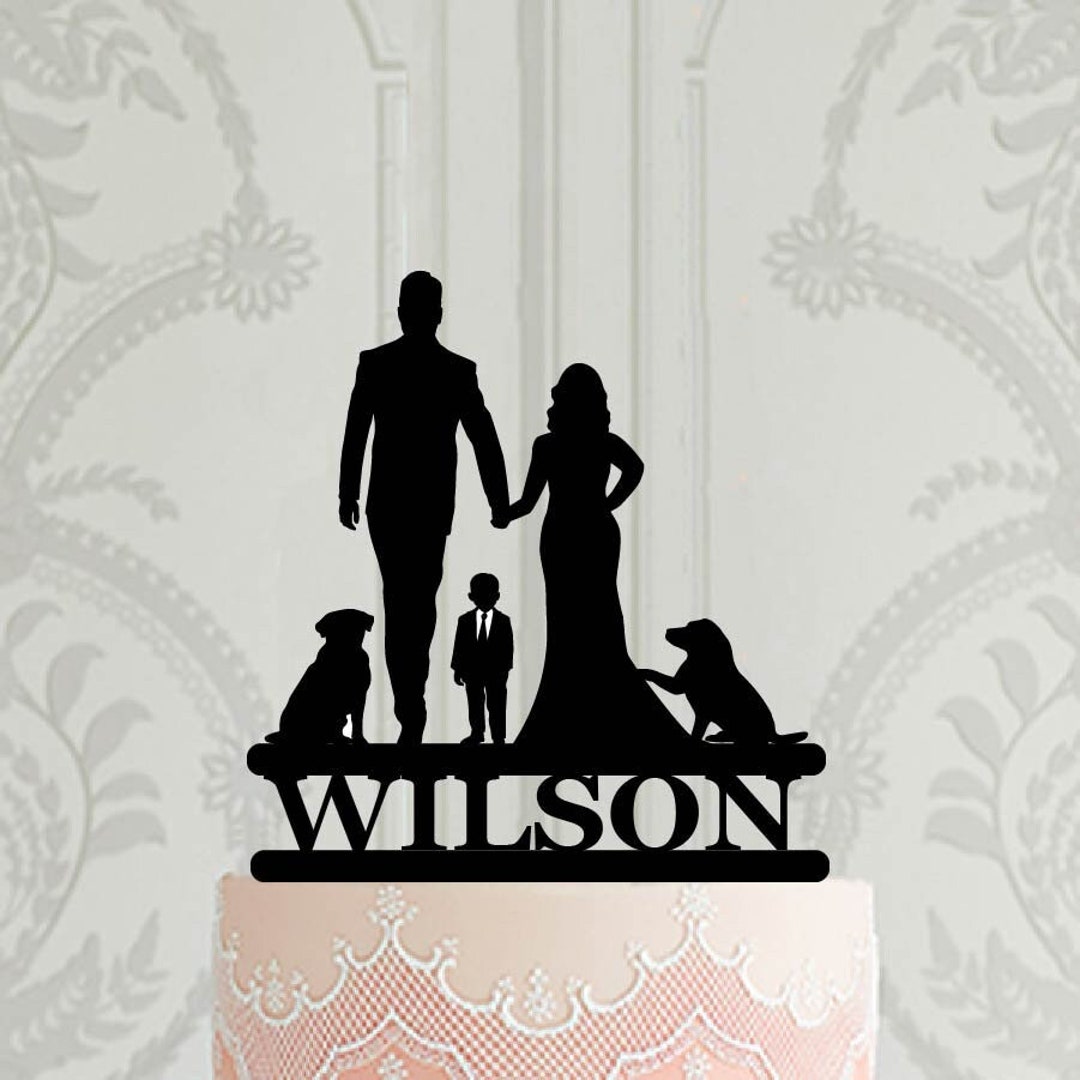 Fully Custom Family Wedding Cake Topper, Silhouette Topper With ...