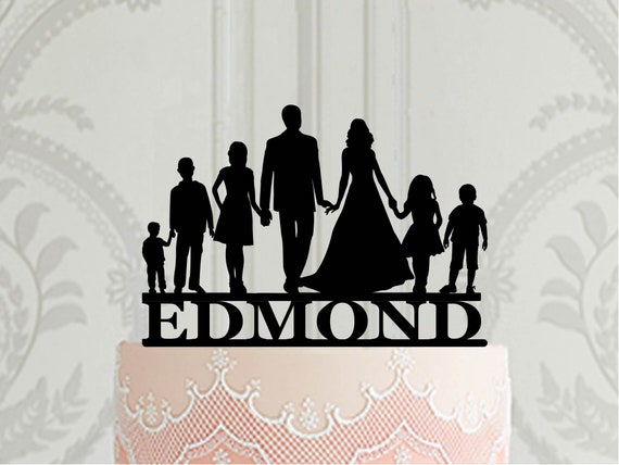 Personalised Family Wedding Cake Topper With 5 Children - Etsy