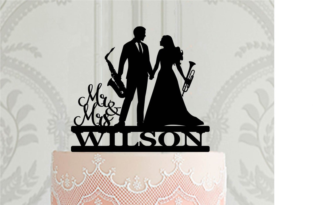 Personalised Wedding Cake Topper , Trumpet and Saxophone Cake Topper ...