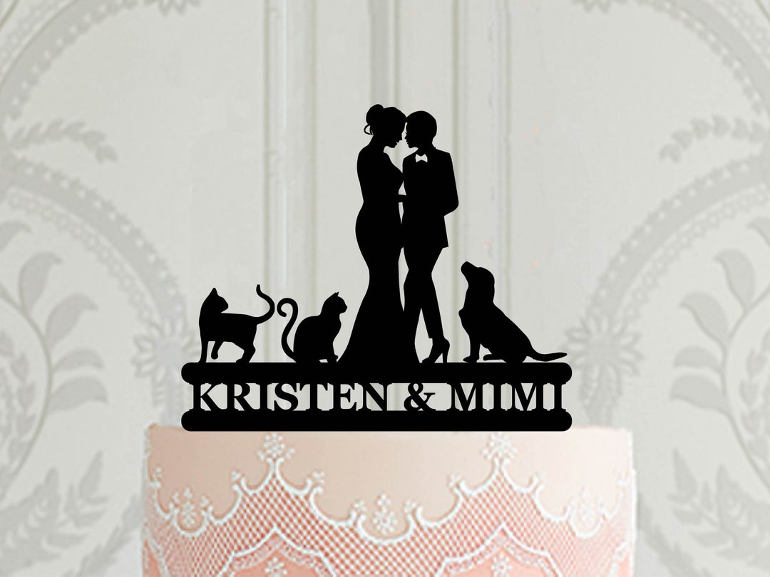 Fully Custom Lesbian Wedding Cake Topper, 2 Women Cake Topper, 2 Brides ...