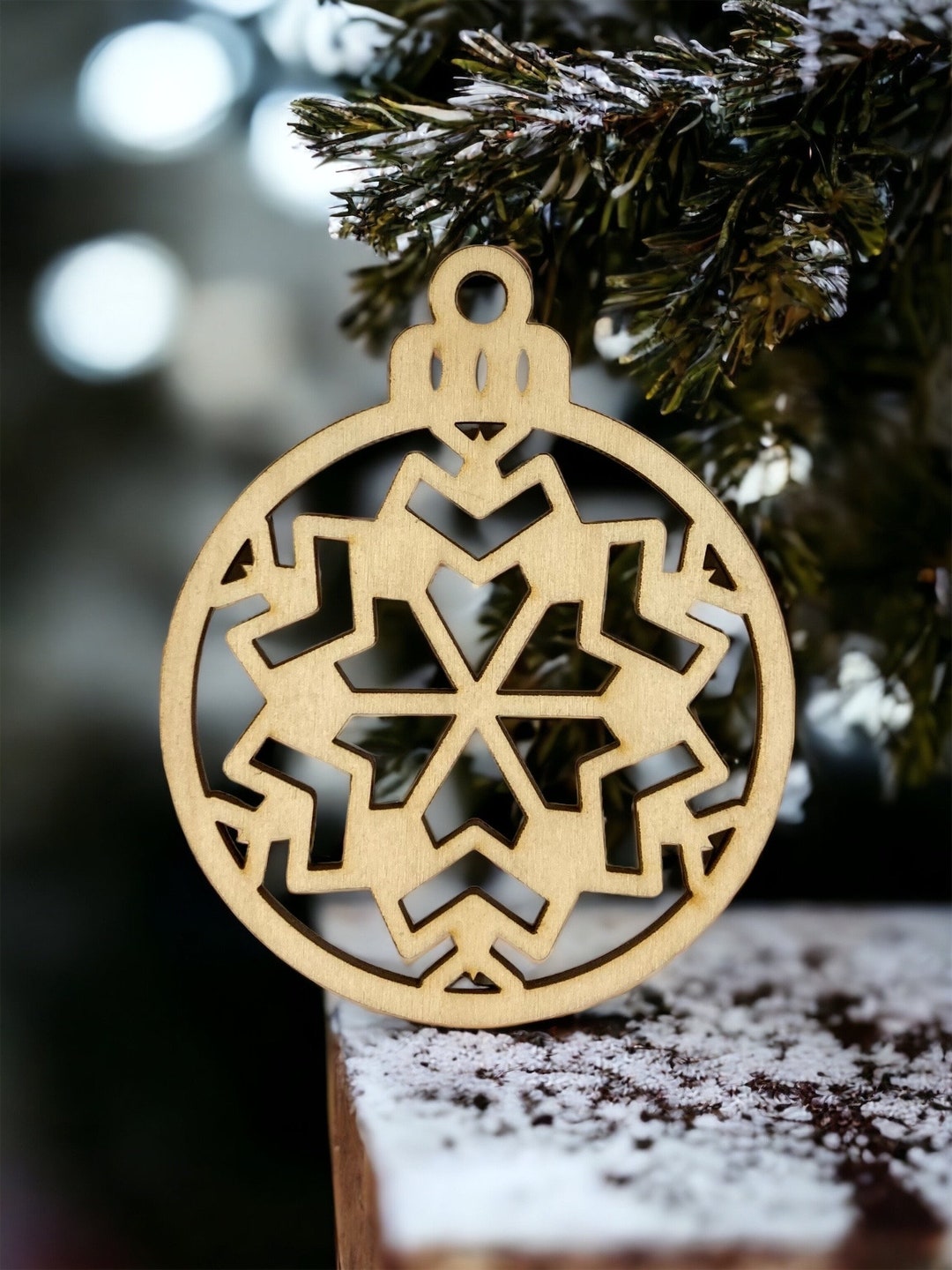 3 Snowflake Christmas Tree Baubles, Xmas Decor Baubles Set, Laser Cut ...