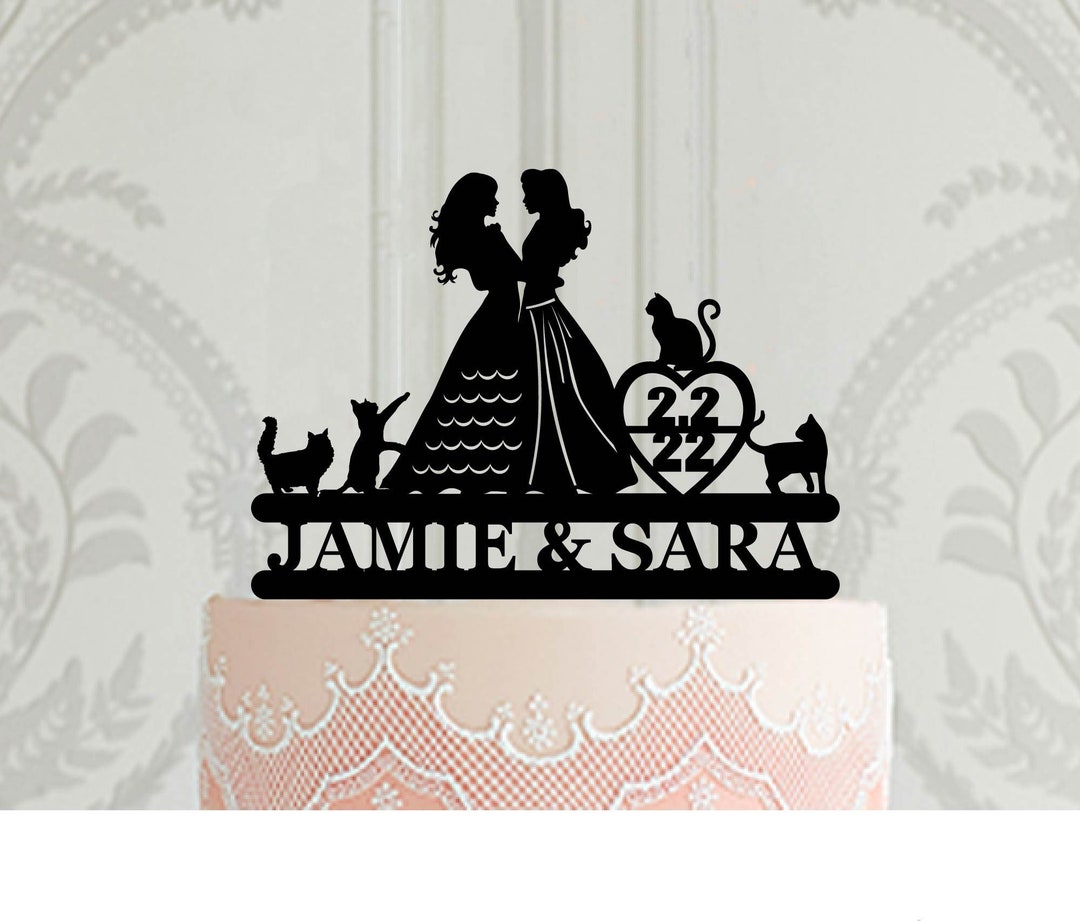 Fully Custom Lesbian Wedding Cake Topper, 2 Women Cake Topper, 2 Brides ...