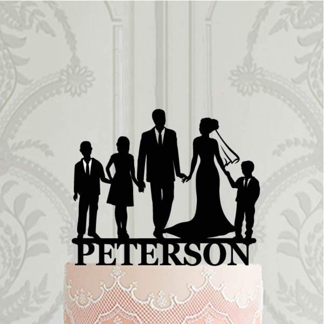 Personalised Family Wedding Cake Topper With Children, Family ...