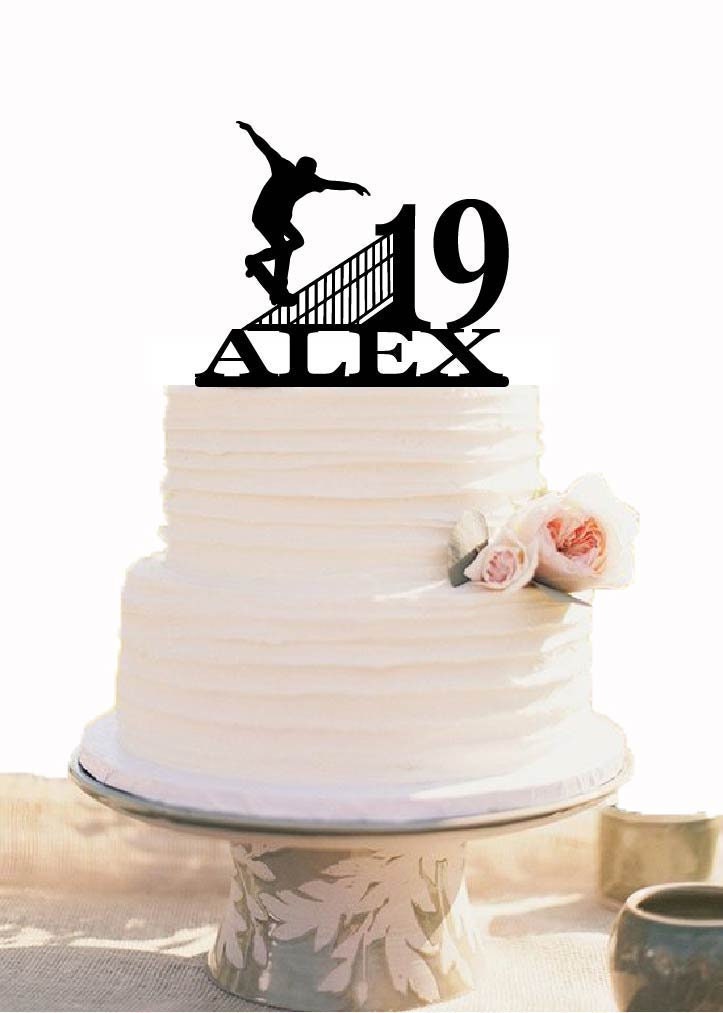 Skater Birthday Cake Topper, Skateboard Cake Decoration,extreme Sport ...
