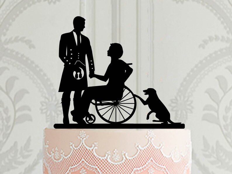 Wheelchair Wedding Cake Topper Groom in Kilt Scottish Cake - Etsy