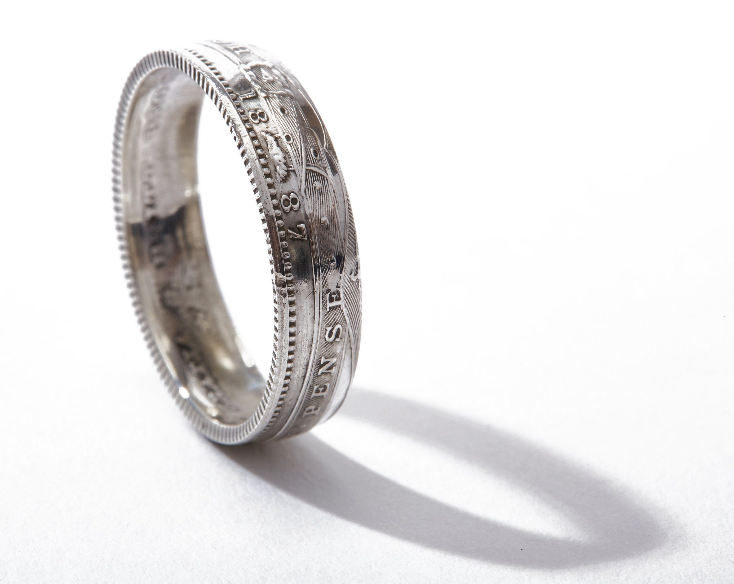 British Shilling Sterling Silver Coin Ring Wedding Band - Etsy UK