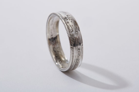 British Shilling Sterling Silver Coin Ring Wedding Band | Etsy