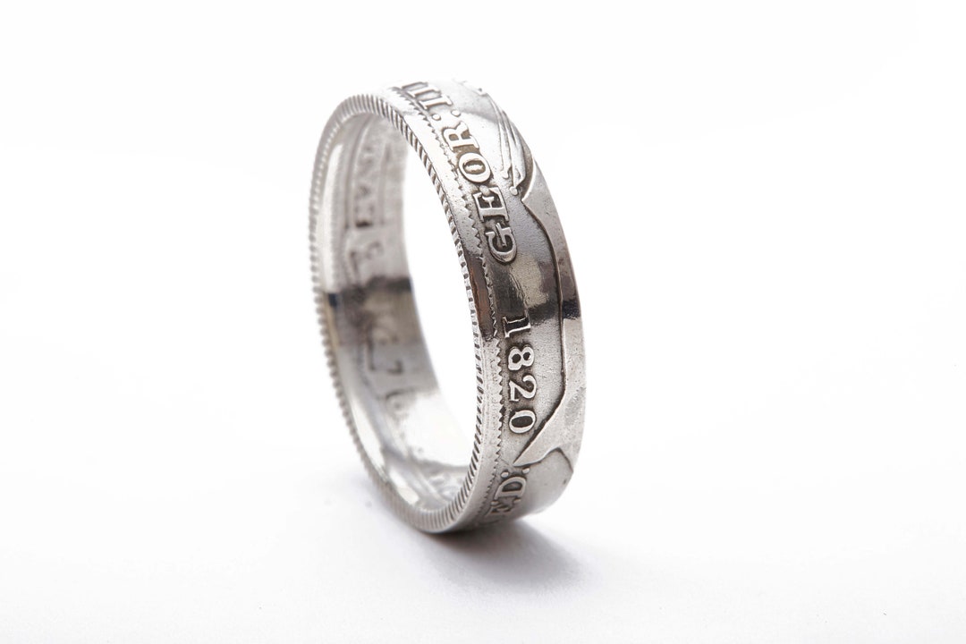 1800's British Shilling Sterling Silver Coin Ring Wedding Band Ring - Etsy