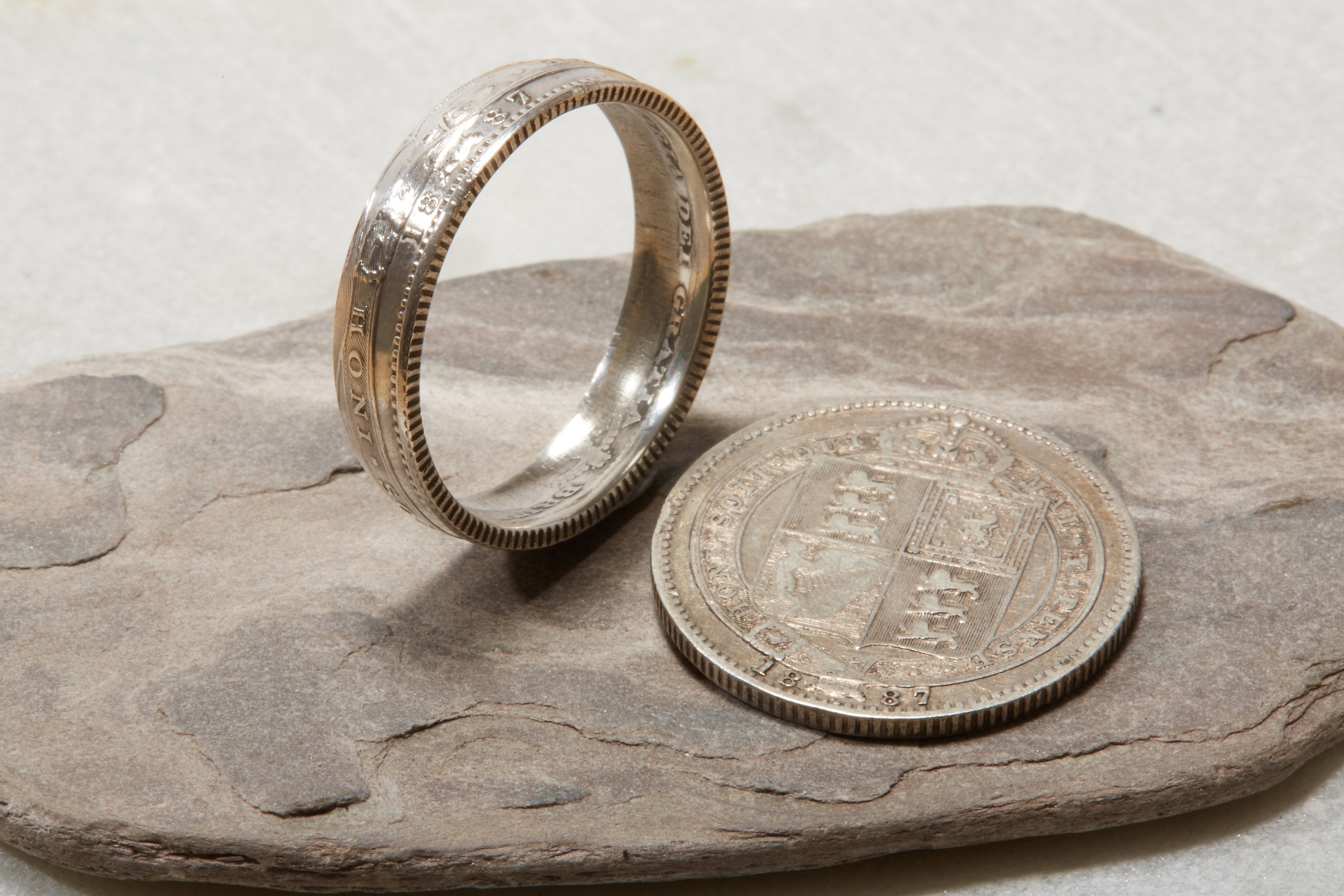 British Shilling Sterling Silver Coin Ring Wedding Band | Etsy