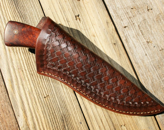 13 Long Custom Handmade Leather Sheath for Fixed Blade Knife Fits up to ...