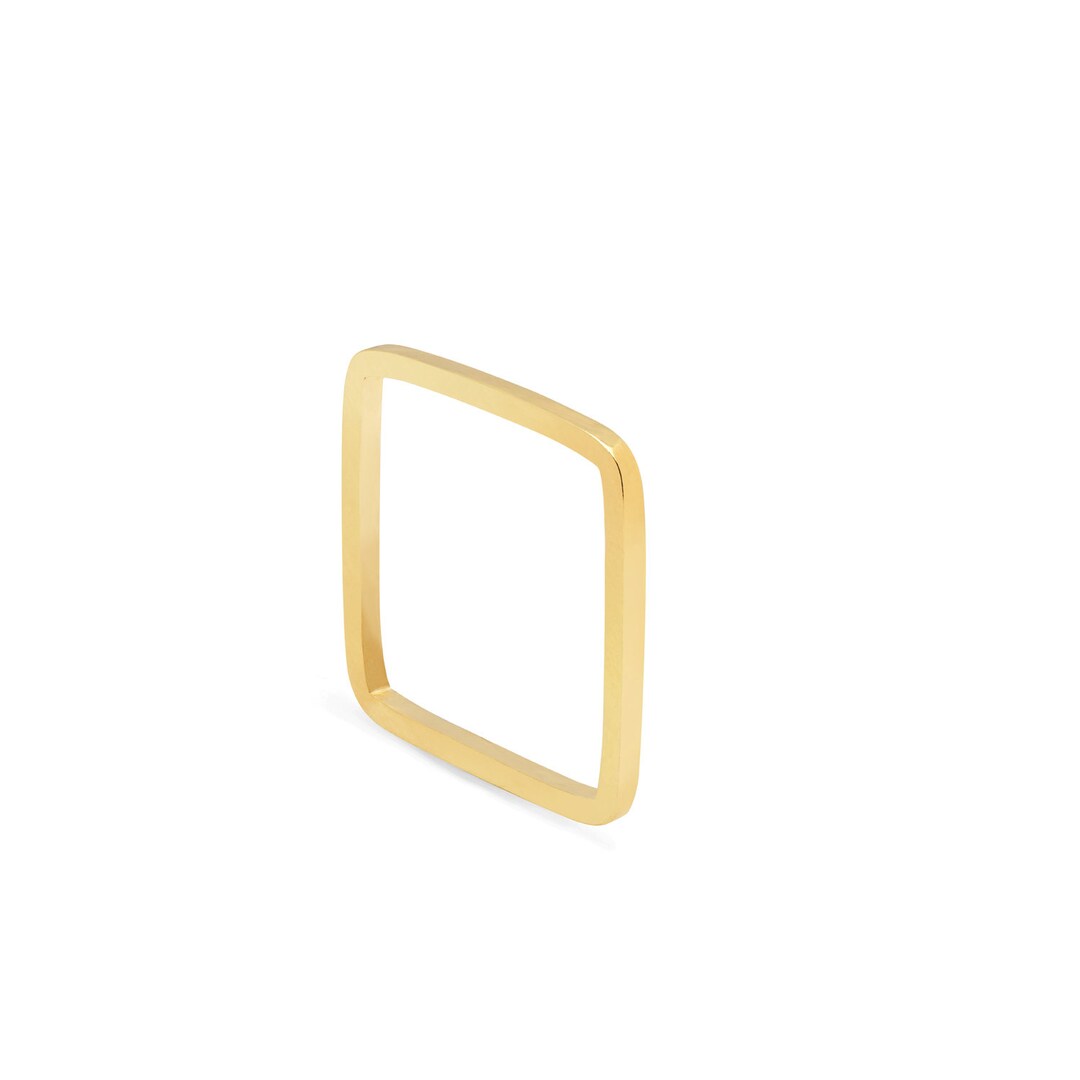 Anillo cuadrado Oro amarillo de 9k / Joyería minimalista 9K - Etsy España
