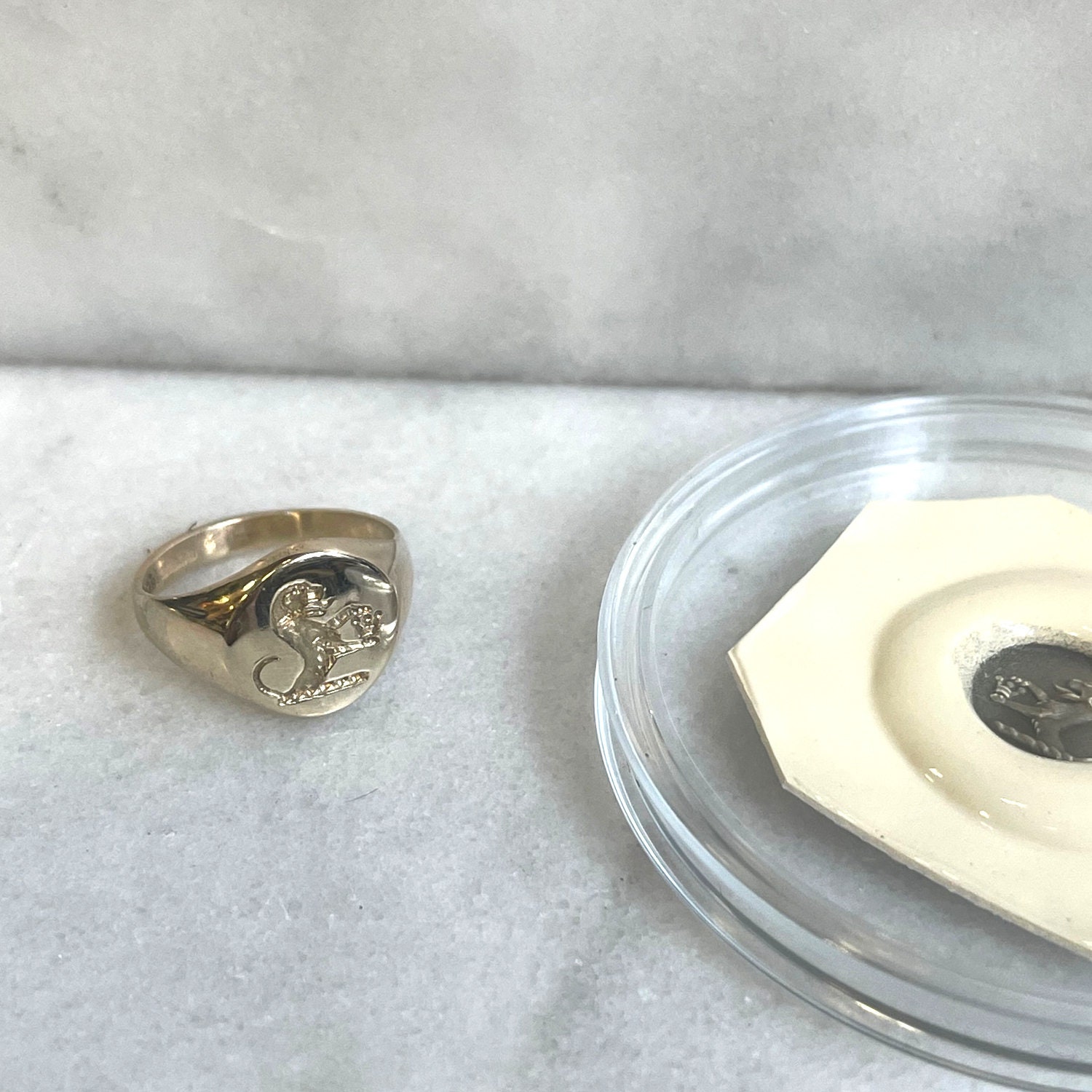Hand Engraved Crest Signet Ring Recycled 18ct Yellow Gold Bespoke ...