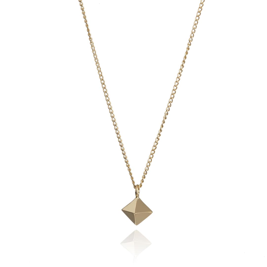 Mini Octahedron Necklace Gold-plated Sterling Silver Mini Pendant ...