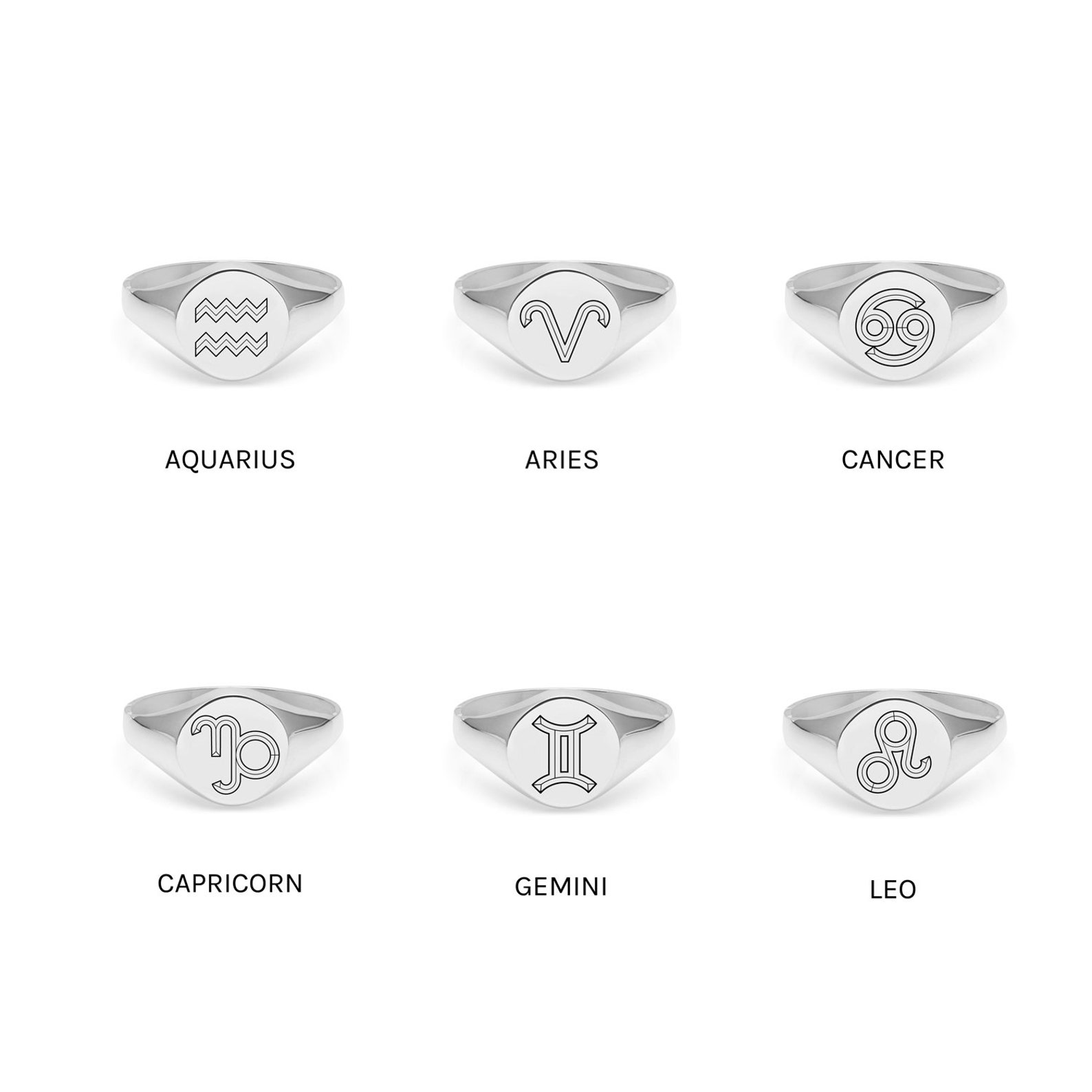 ZODIAC Silver Signet Ring Star Sign Astrology - Etsy