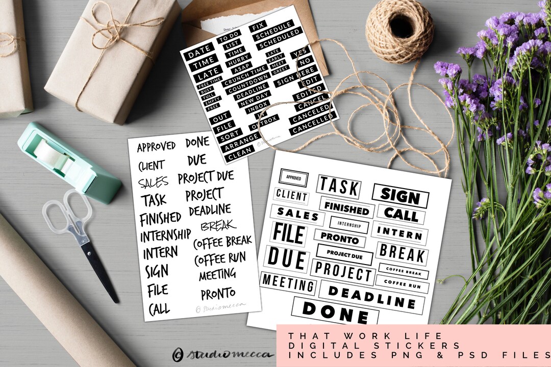 That Work Life Digital Stickers by Studiomecca | Planner, Stickers ...