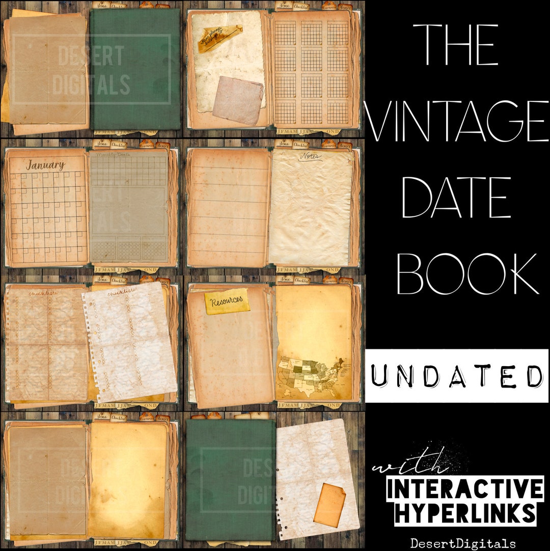 Vintage Date Book Digital Planner undatedgoodnotes - Etsy