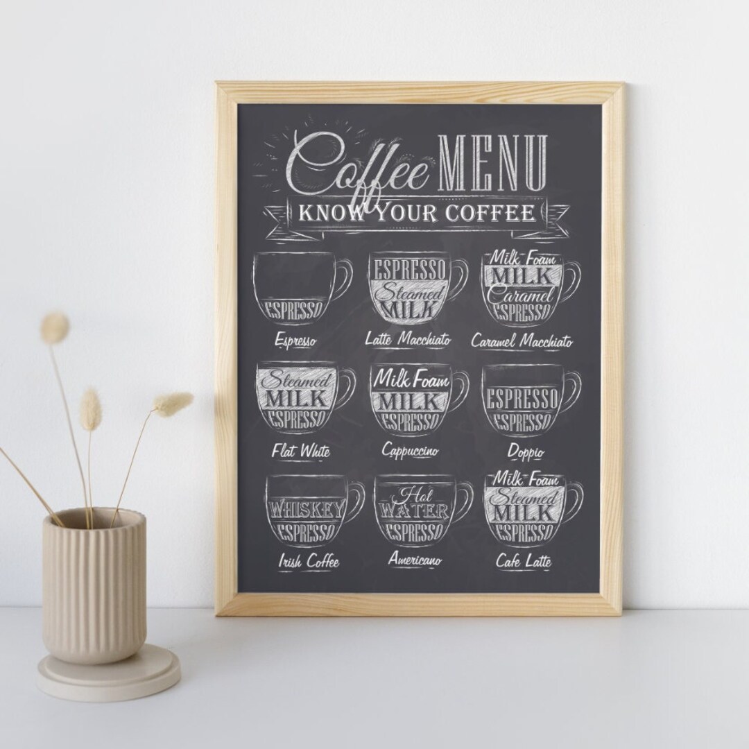 Chalkboard Coffee Menu Digital Print Vintage Cafe Wall Art - Etsy New ...