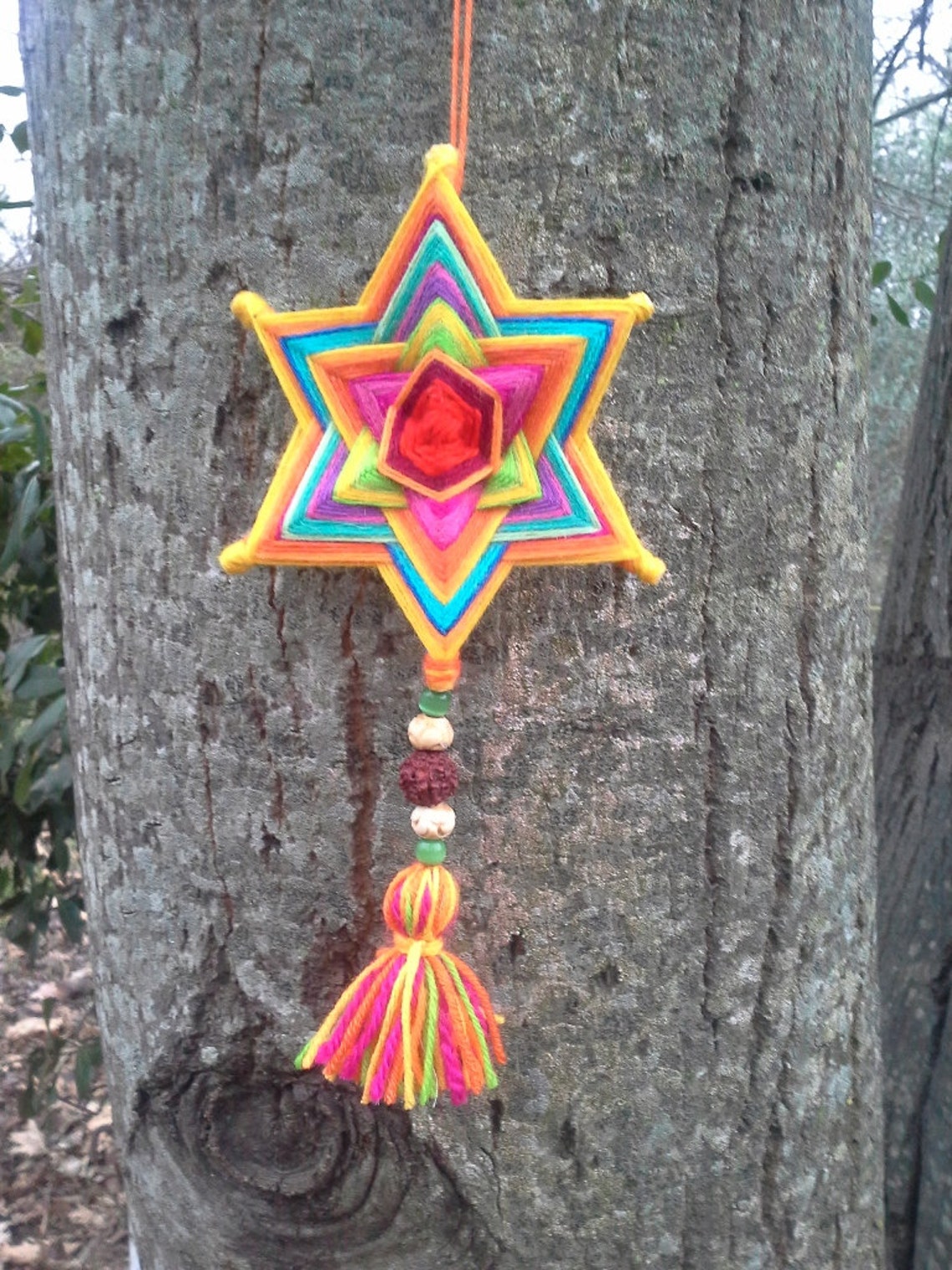 Home keeper charm mini mandala Ojo de Dios wall door or car | Etsy