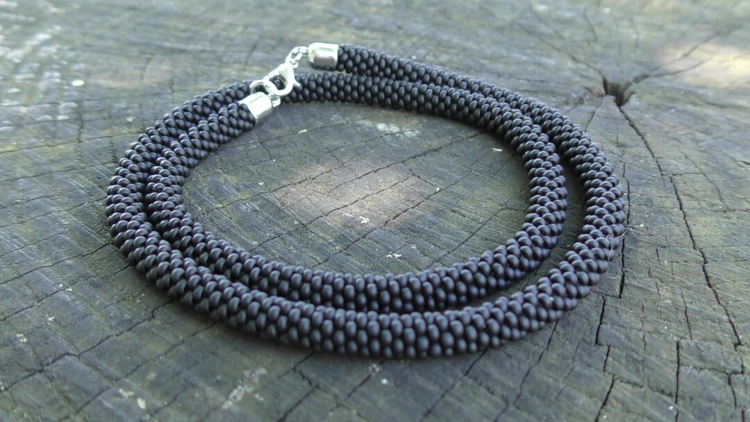 Black Matte Necklace Seed Bead Necklace Simple Rope Necklace - Etsy