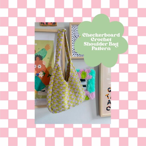 Checkerboard Bag Crochet Pattern Shoulder Bag Y2K 2000s - Etsy UK