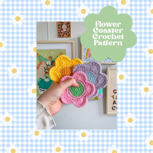 Checkered Coaster Crochet PATTERN - Etsy