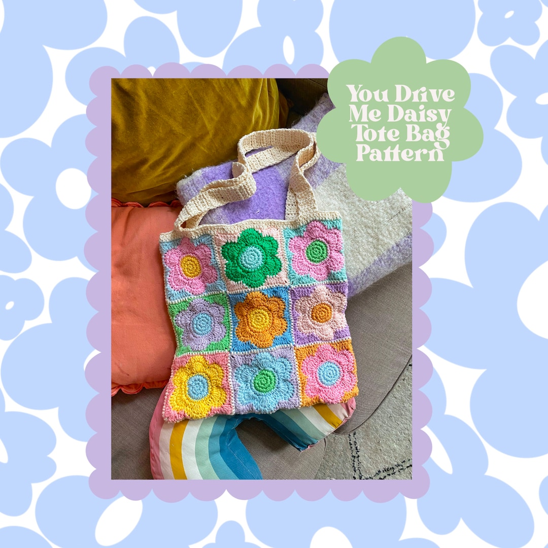 Crochet Daisy Tote Bag Pattern: Y2K Flower Design (PDF Pattern) - Etsy