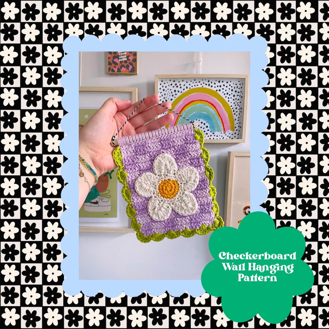 Crochet Checkerboard Flower Wall Hanging Pattern (PDF Pattern) - Etsy