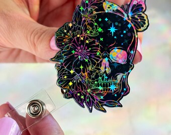 Holographic Skull Badge Reel Xray Badge Reel Nurse Badge Radiology ...