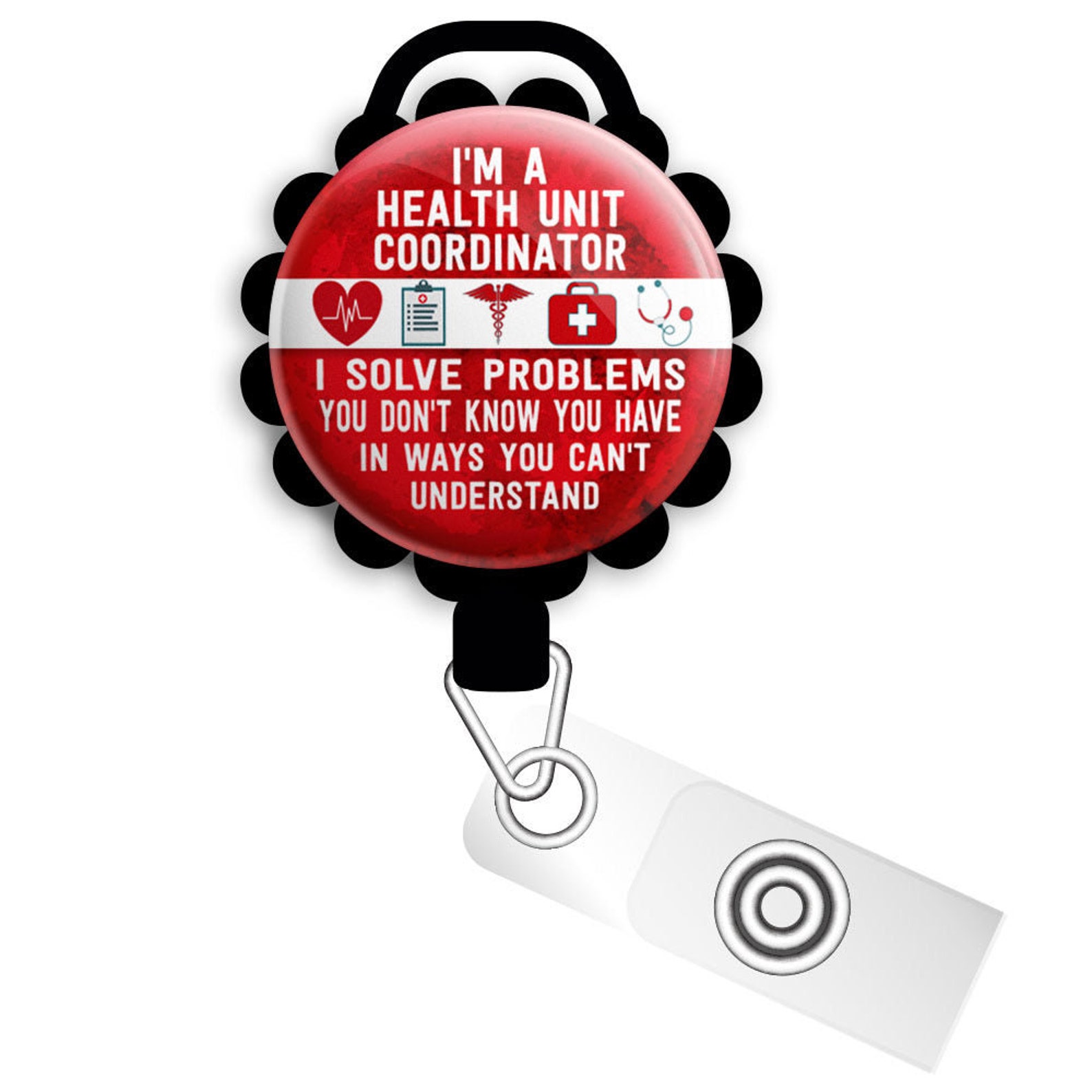 Health Unit Coordinator Retractable ID Badge Reel • HUC Gift • Custom ...