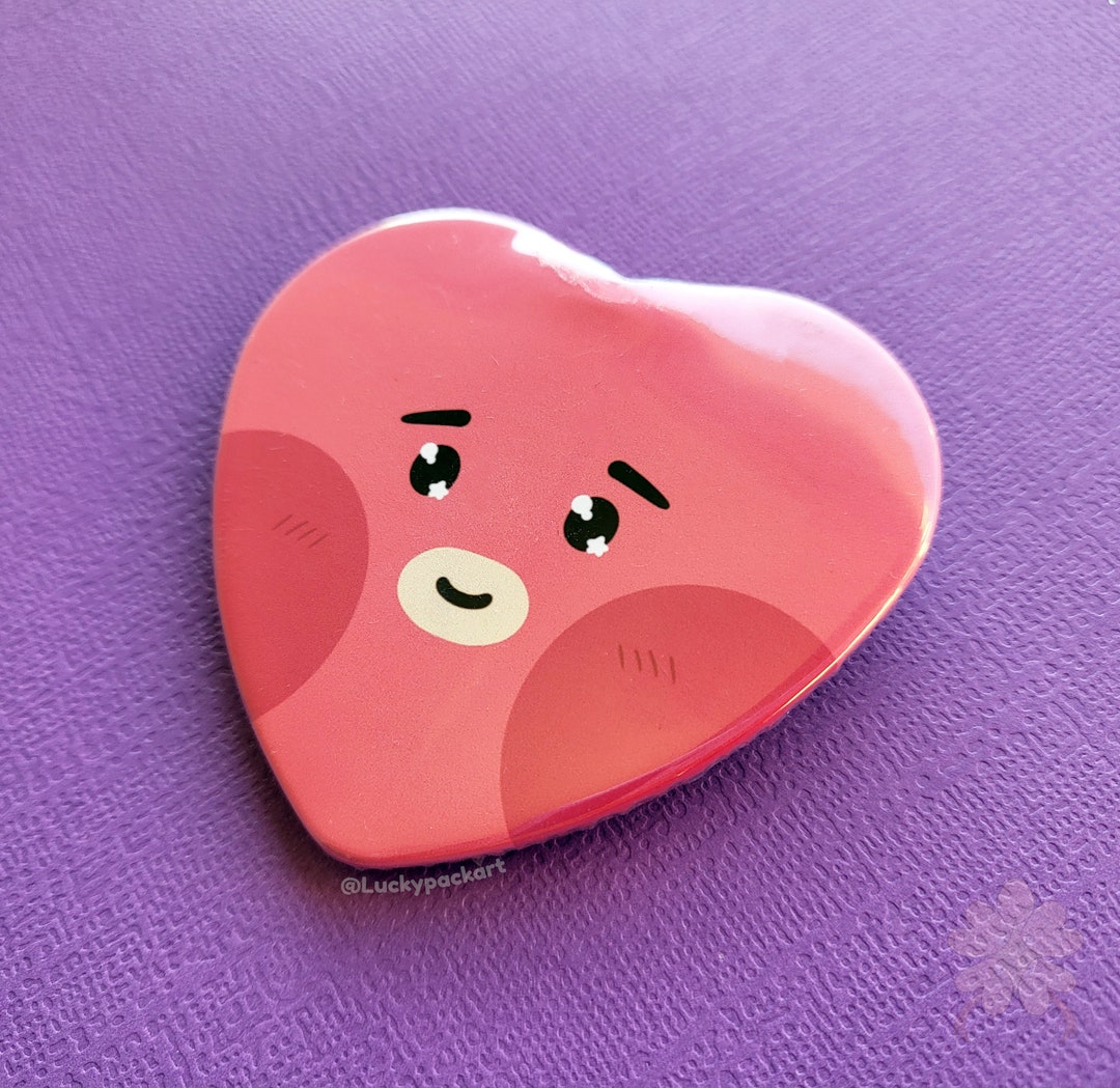 BTS BT21 Tata Heart Button - Etsy