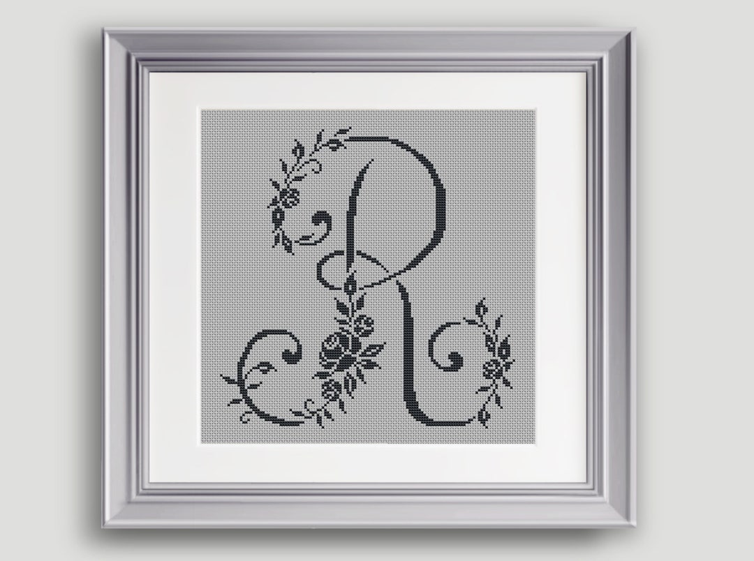 Letter R - Roses Cross Stitch - Personalized Cross Stitch Letter R ...