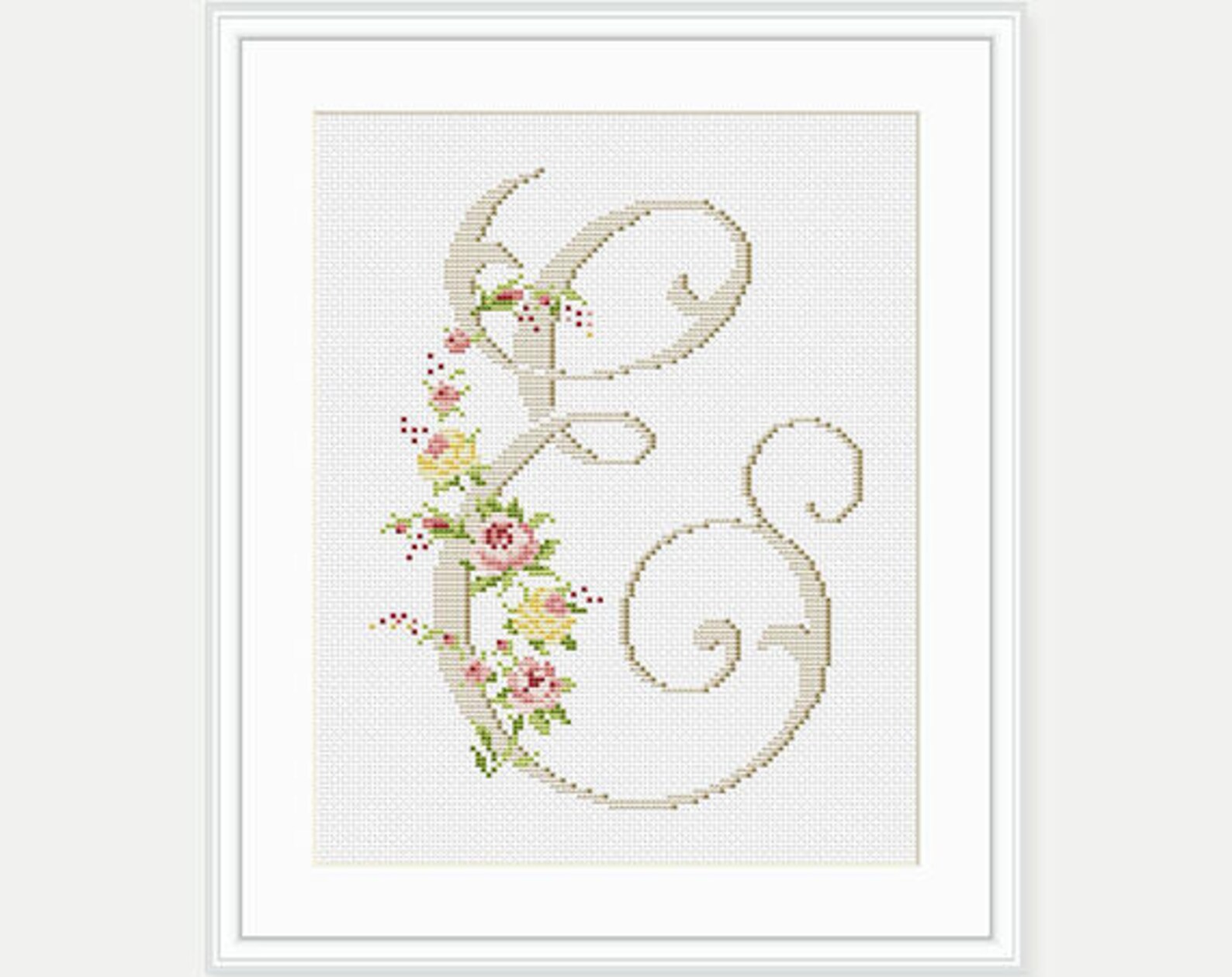 Letter e Flower Cross Stitch Letter Cross | Etsy
