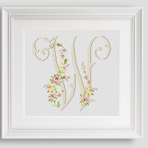 Letter "w" - Cross Stitch Pattern - Personalized Letter - "w" - Flower ...