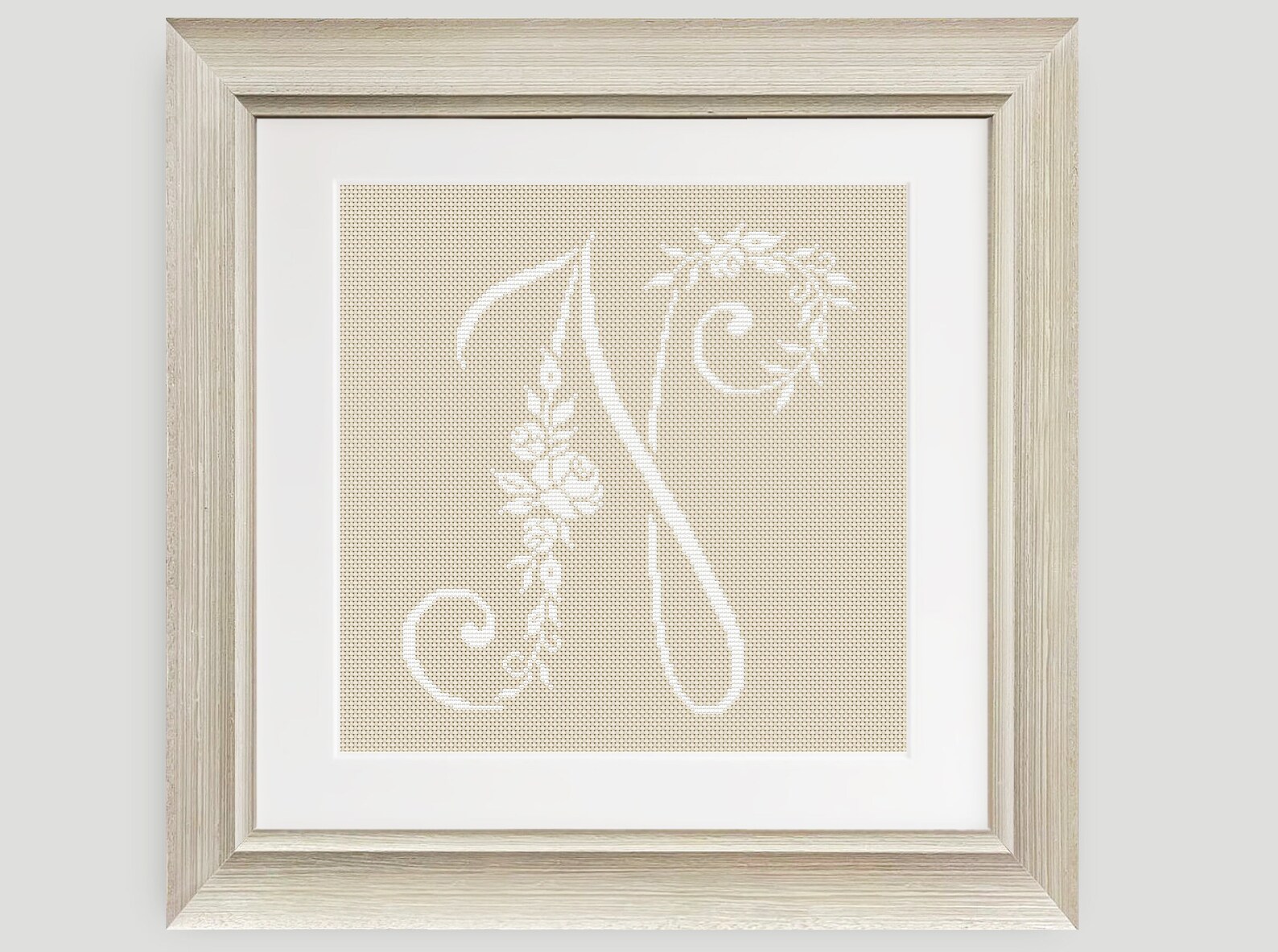 Letter N Cross Stitch Pattern Personalized Letter N Flower Cross Stitch ...