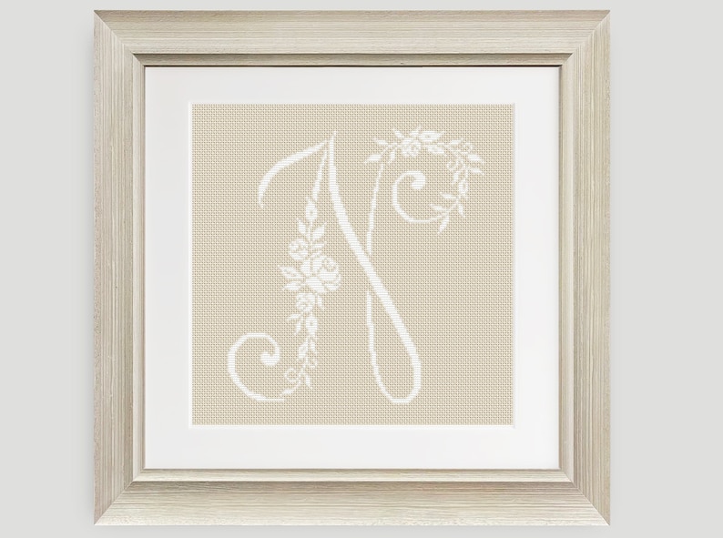 Letter N - Cross Stitch Pattern - Personalized Cross Stitch Letter N - Roses Cross Stitch - PDF ...