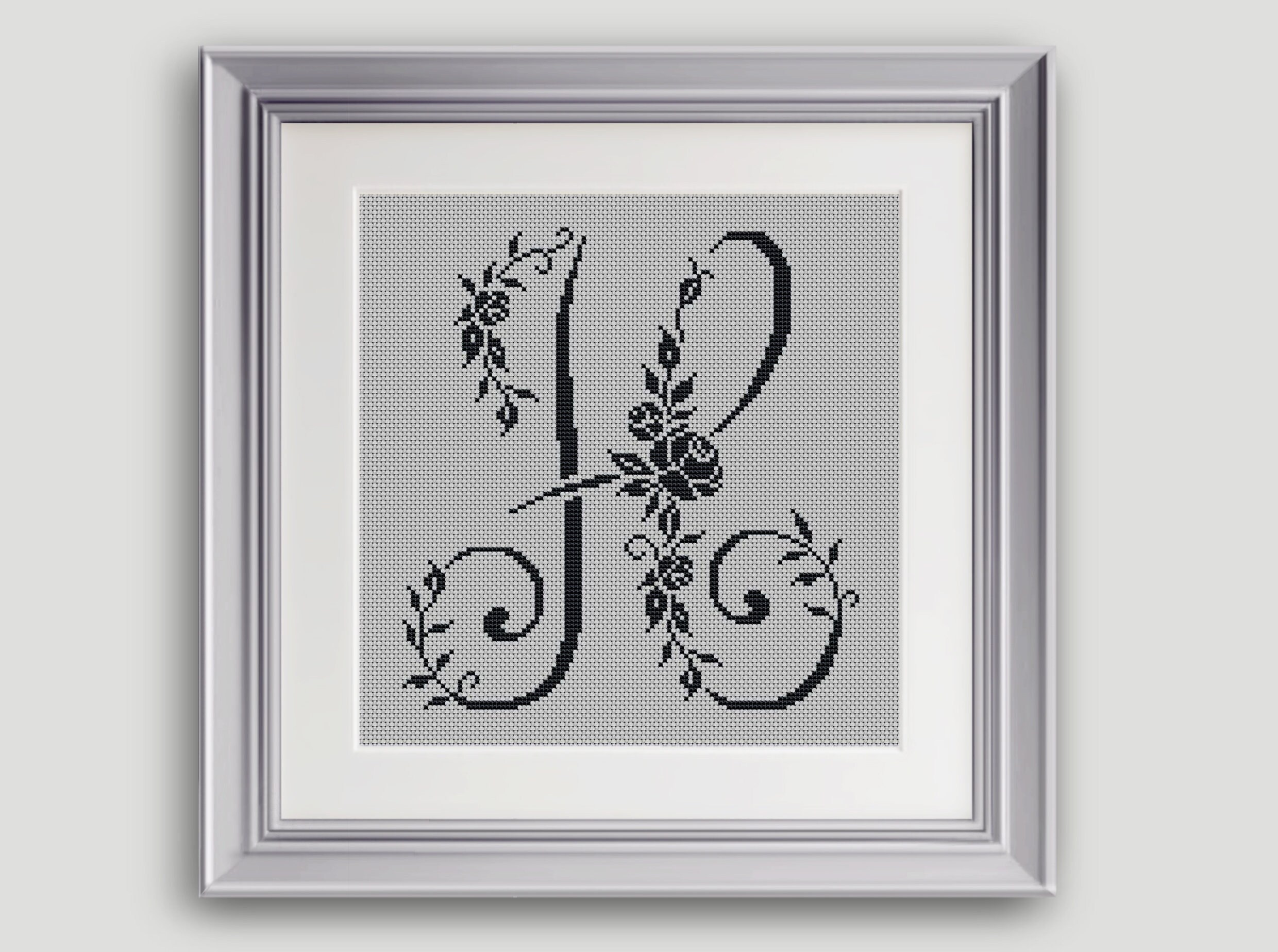 Letter H Cross Stitch Pattern Personalized Letter H Flower Cross Stitch ...