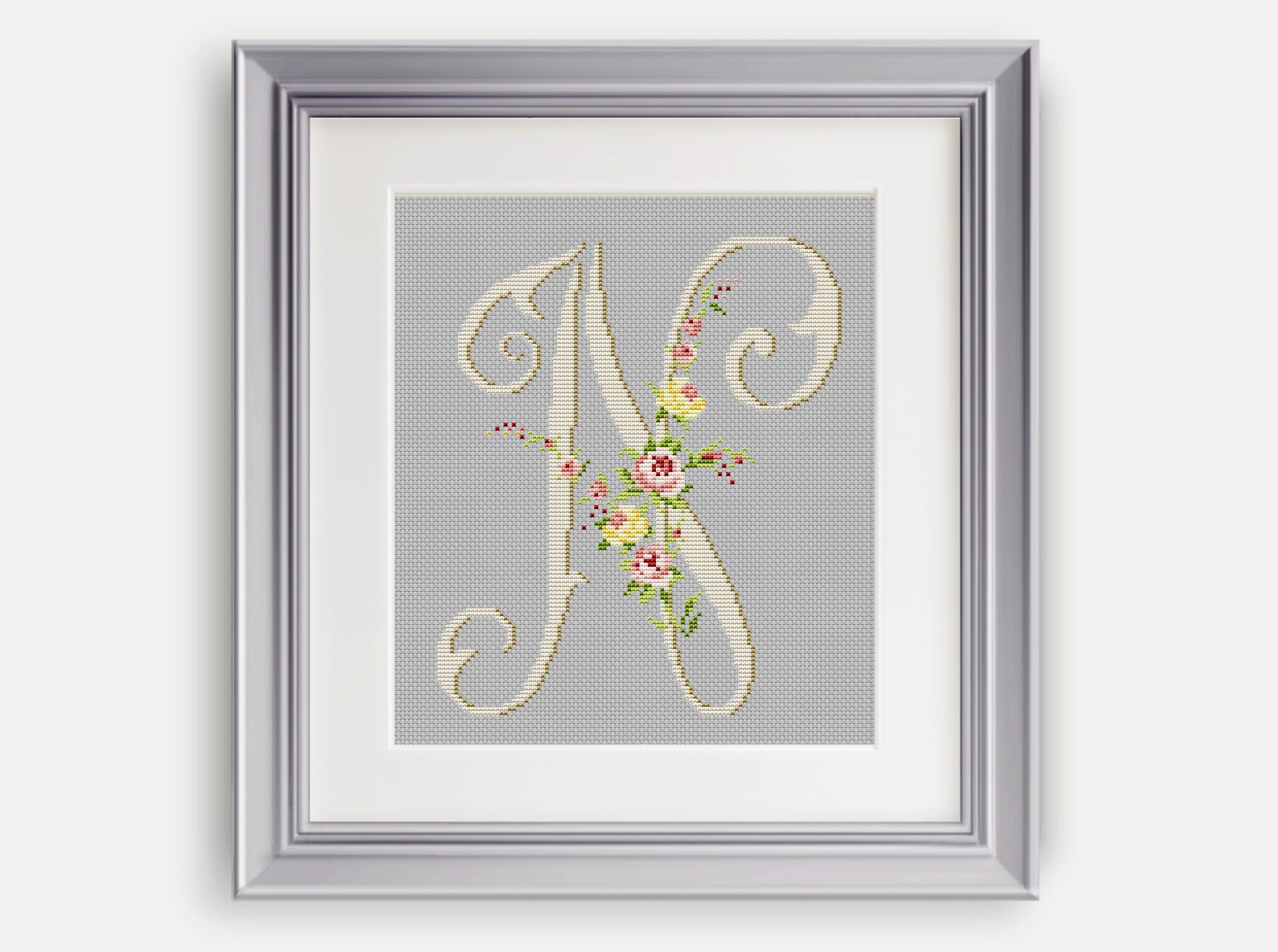 Letter "n" Cross Stitch Pattern - Flower Cross Stitch - Counted Cross ...