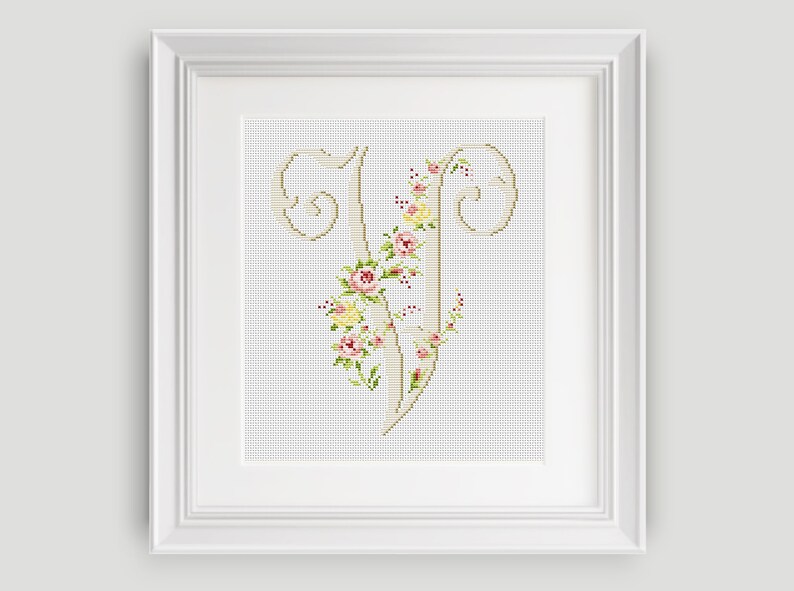 Letter v Monogram Cross Stitch Pattern - Etsy