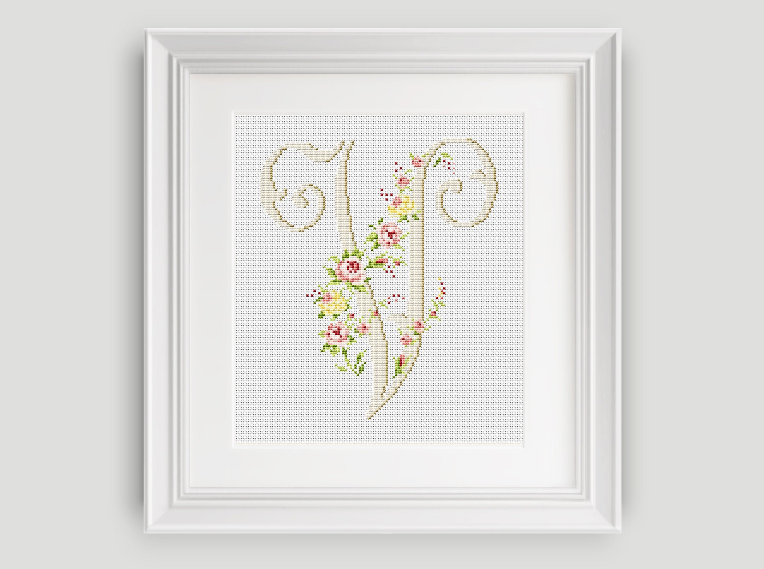 Letter V Monogram Cross Stitch Pattern Personalized Letter V Cross ...
