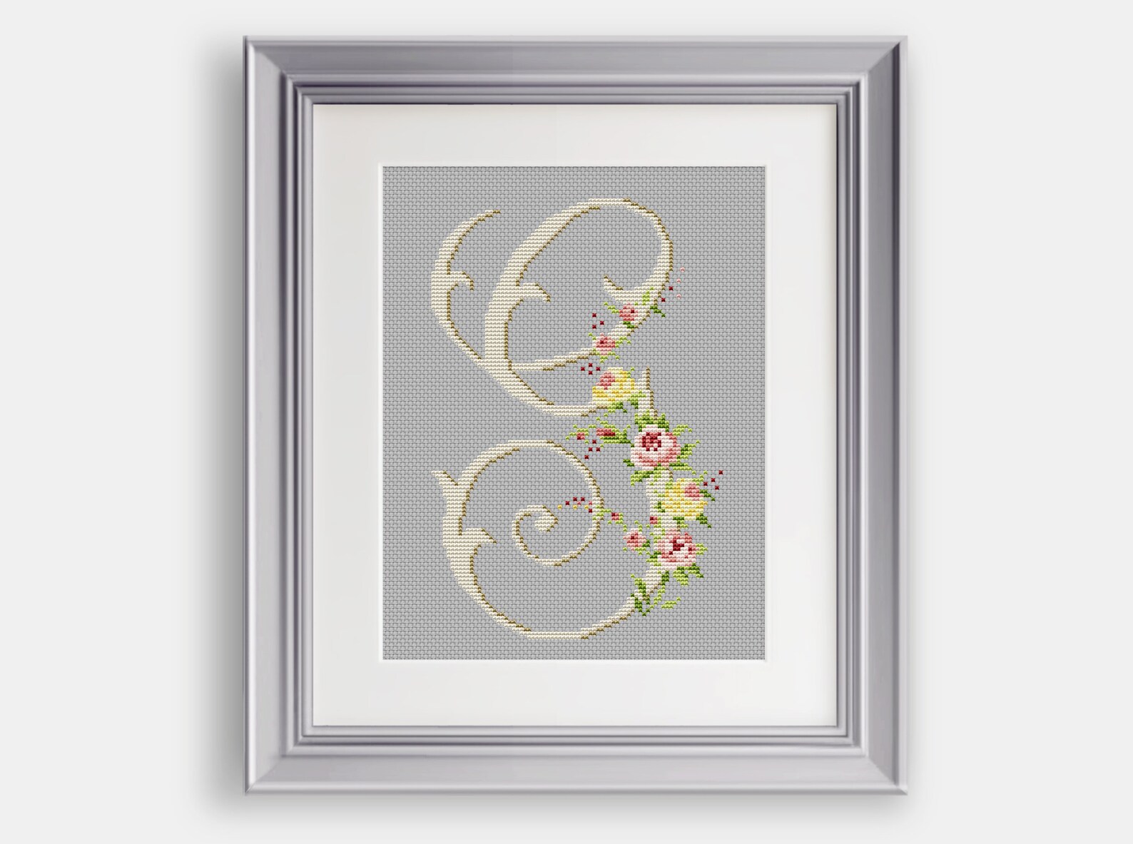 Letter g Flower Cross Stitch Personalized Letter g Counted Cross Stitch ...