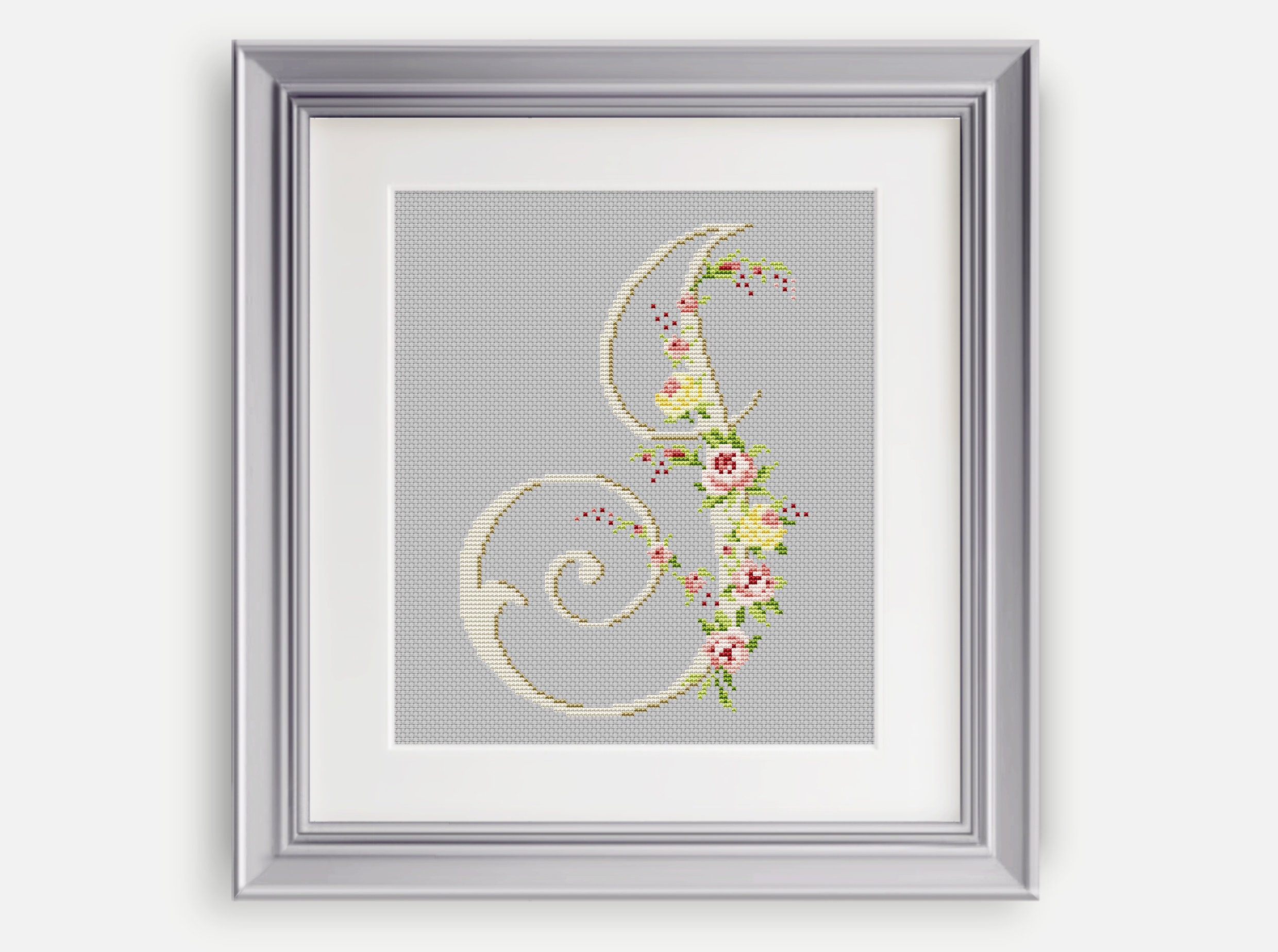Letter j Cross Stitch Pattern Flower Cross - Etsy